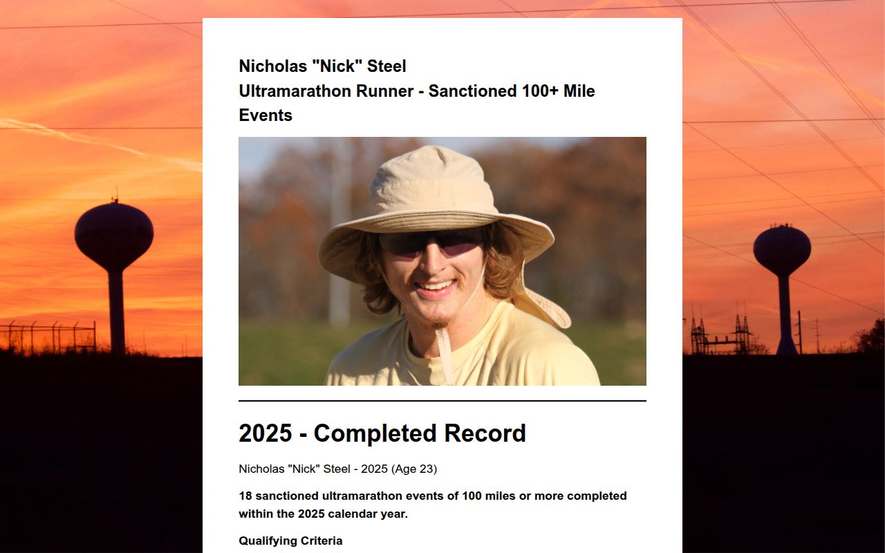 Nicholas Steel Ultramarathon Runner